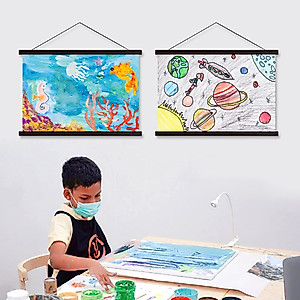 Bluesun 16 inch Magnetic Poster Hanger Frame, 16x20 16x24 16x30 Magnet Canvas Artwork Print Dowel Poster Hangers Frames Hanging Kit (16 inch, Black)