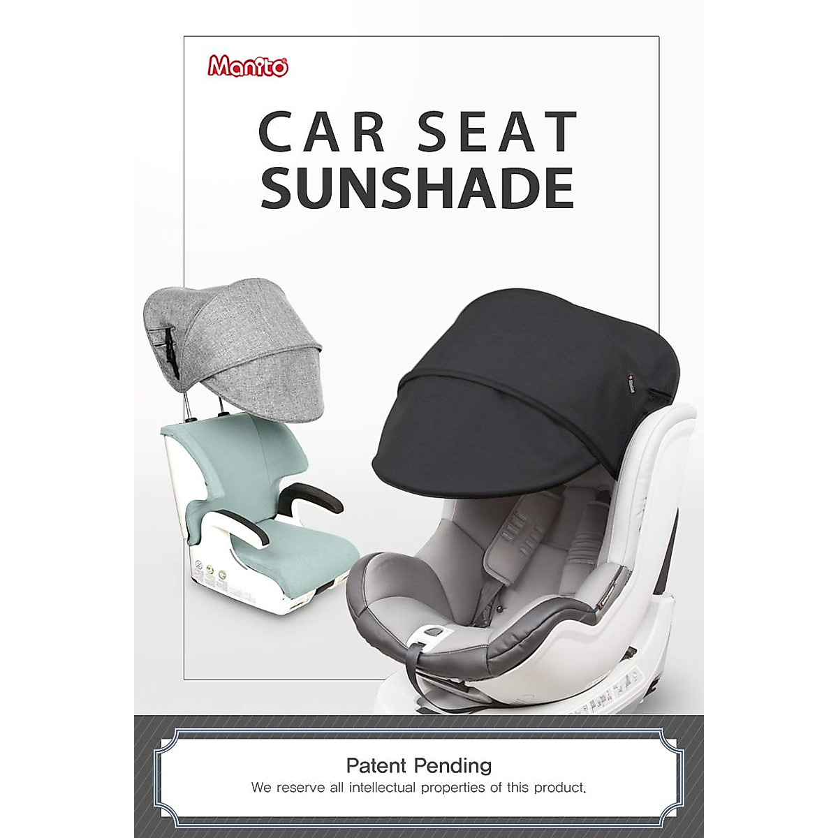 Manito Sun Shade Extender/Auxiliary Canopy for Car Seat (Black Grey)