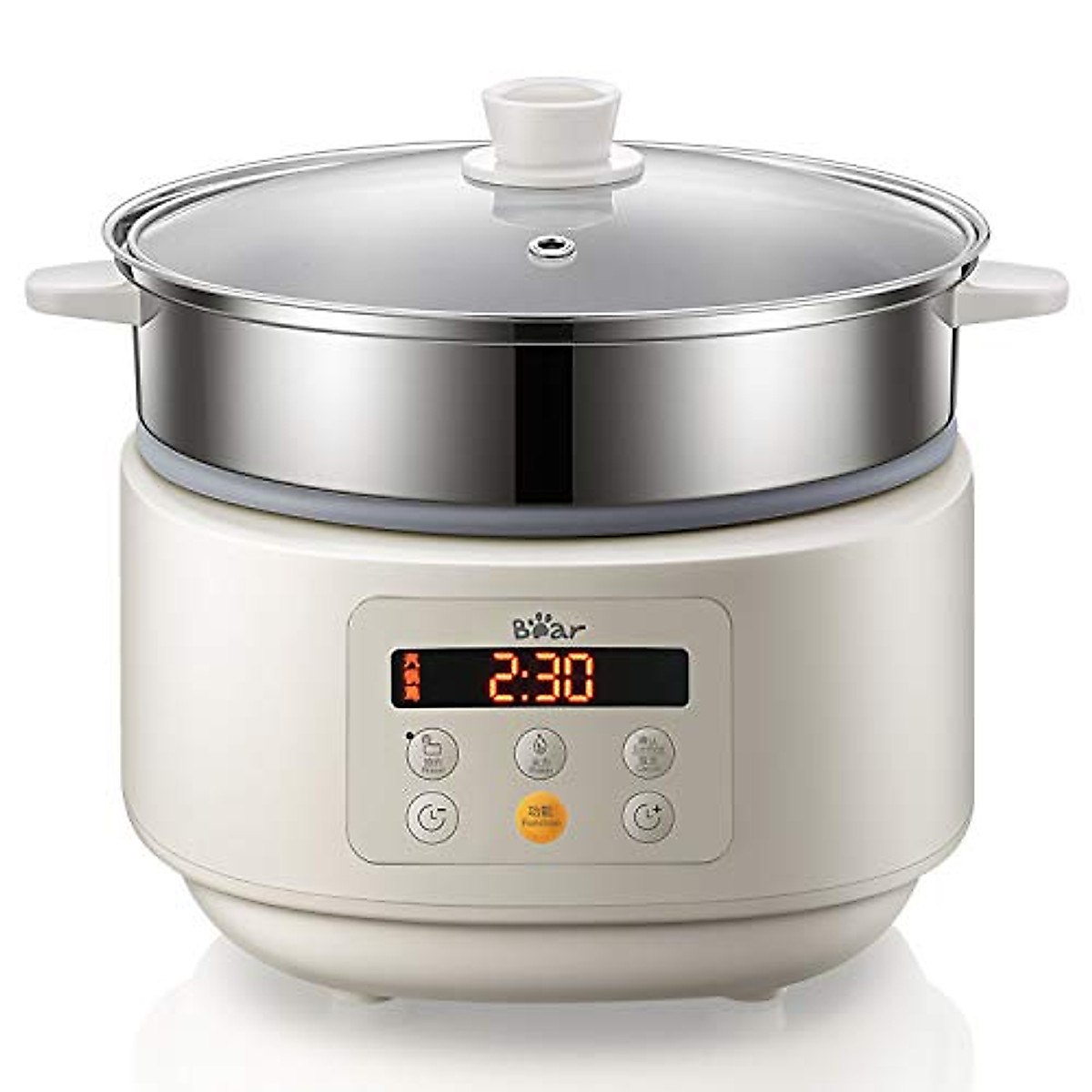 Bear Multi-function Electric Steam Cooker, Yunnan Steam Chicken Soup Steamer Ceramics, DQG-A30C1 New Natural Ceramics Cooking Method, 3L