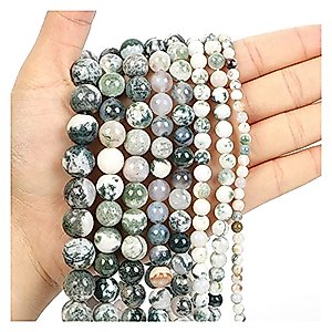 NHBT YU Natural Stone Tree Agate Charm Round Loose Beads for Jewelry Making Needlework Bracelet DIY Strand 4-12MM T87 (Color : H8112, Item Diameter : 12mm About 30 pcs)