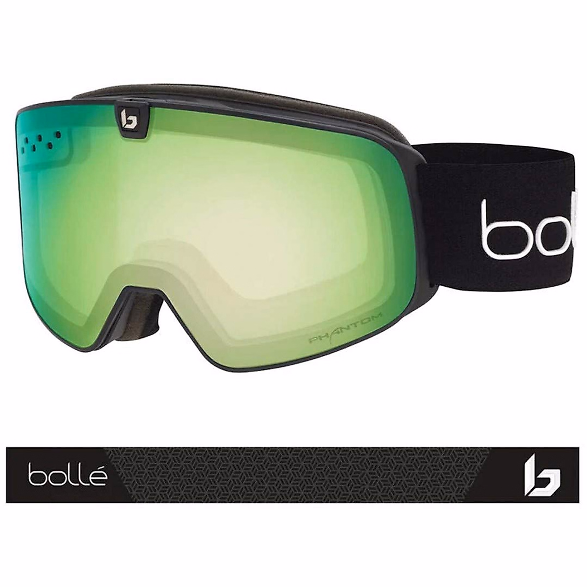 Bollé Nevada Neo Cylindrical Magnetic Snow Goggle - Matte Black | Phantom Green Emerald & Lemon