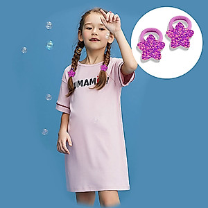 36 Pcs Glitter Hair Ties for Baby Girls Elastic Rubber Bands Hair Scrunchies for Toddler Girls Rainbow Sequin Sparkle Star Heart Butterfly Cartoon Ponytail Holders Hair Accessories Sold by Zifengcer