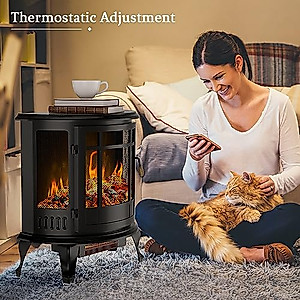 ZIONHEAT Infrared Heating Electric Fireplace Stove, Freestanding Fireplace Heater, Adjustable Brightness and Heating, Overheating Protection System, 1000w/1500w