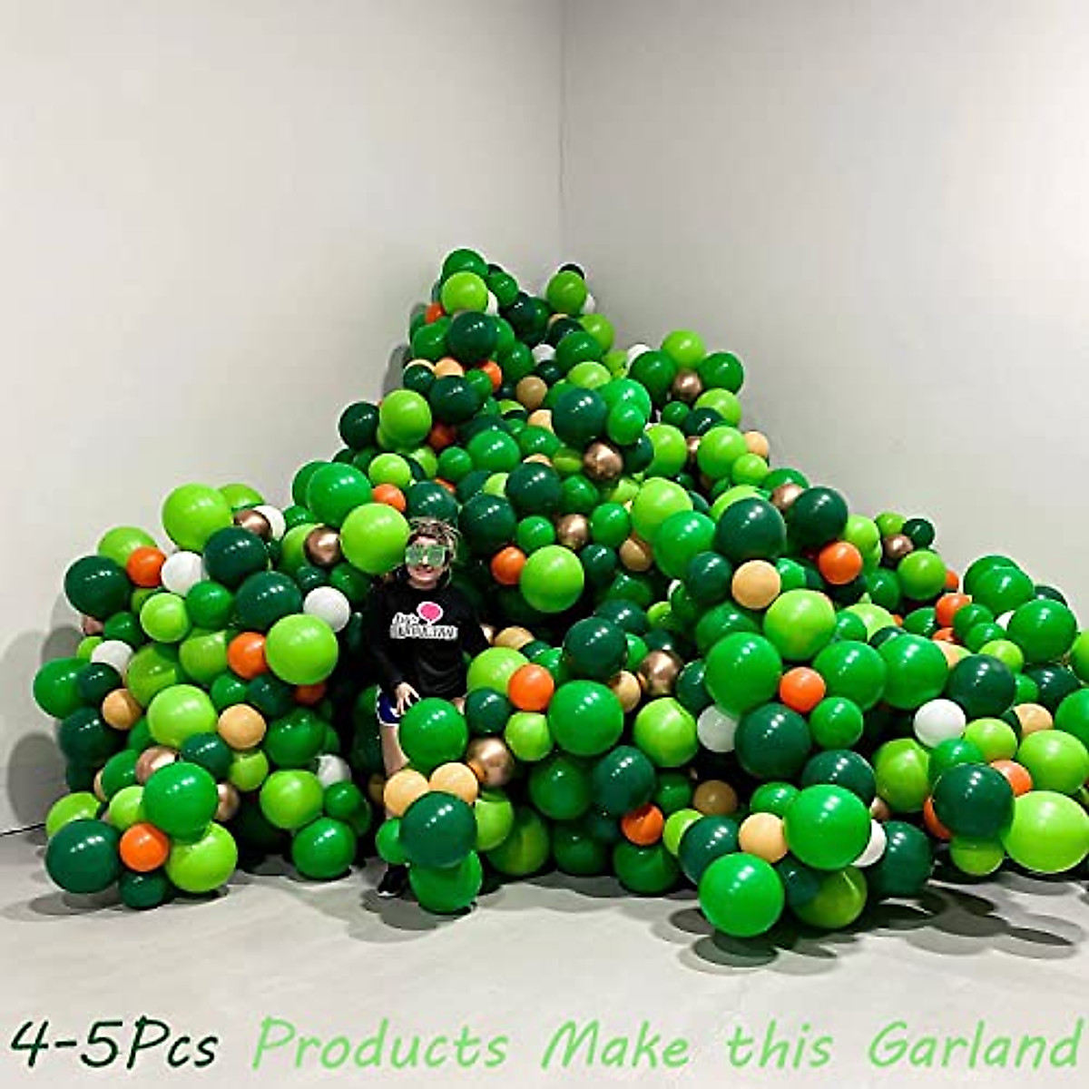 GoExquis 160Pc Green Gold Balloon Arch Garland kit 18"12"10"6" Jungle Dinosaur Safari Kids Birthday Party Baby Boy Shower Decorations