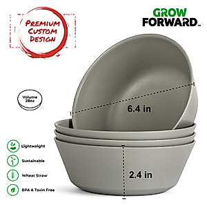 Grow Forward Premium Wheat Straw Plates and Bowls Sets - 8 Unbreakable Microwave Safe Dishes - Reusable Wheat Straw Dinnerware Sets - Plastic Plates and Bowls Alternative for Camping, RV - Feather