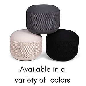 BIRDROCK HOME Outdoor Pouf Ottoman | Outdoor Patio Waterproof Foot Rest | Large Pouf for Living Room | Black