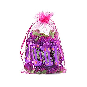 4''X6" Organza Bags,100PCS 10X15CM Drawstring Organza Jewelry Favor Pouches Wedding Party Festival Gift Bags Candy Bags (Rose)