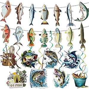 Gone Fishing String Hanging Banner Gone Fishing Party Decoration Fishing Birthday Party Decoration Fishing Party Supplies with Fishing Hanging Decorations for Fishing Decorations