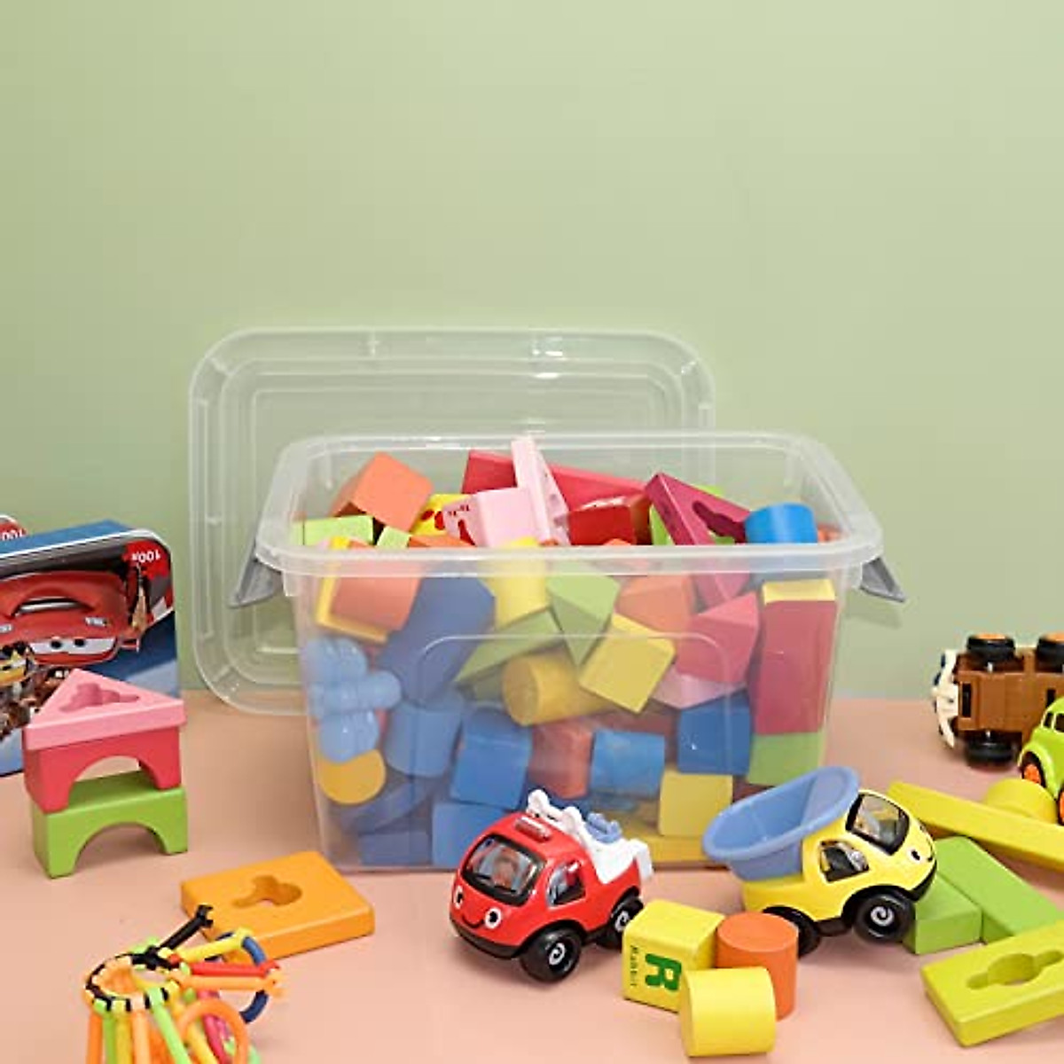 EudokkyNA 5L Small Plastic Storage Bin, Clear Storage Boxes Set of 6