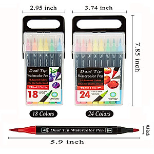 Kekelele Dual Tip Markers for Kids, Washable Set, Art with Stand Portable Box, Gift For Kids (24 Colours)