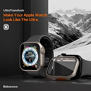 BOBOCAWA Apple Watch Ultra Look Case - 44mm Apple Watch SE Case Series 6 Case with Tempered Glass Screen Protector | Apple Watch Ultra Style Case for SE, 6, 5, 4 (44mm)