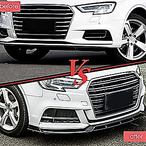 Front lip bumper, Car Styling Bumper Lip Skirt Chin Black ABS Vehicle Modification Part 3-Stage Bumper Chin Valance fit Audi A6 C8 2019