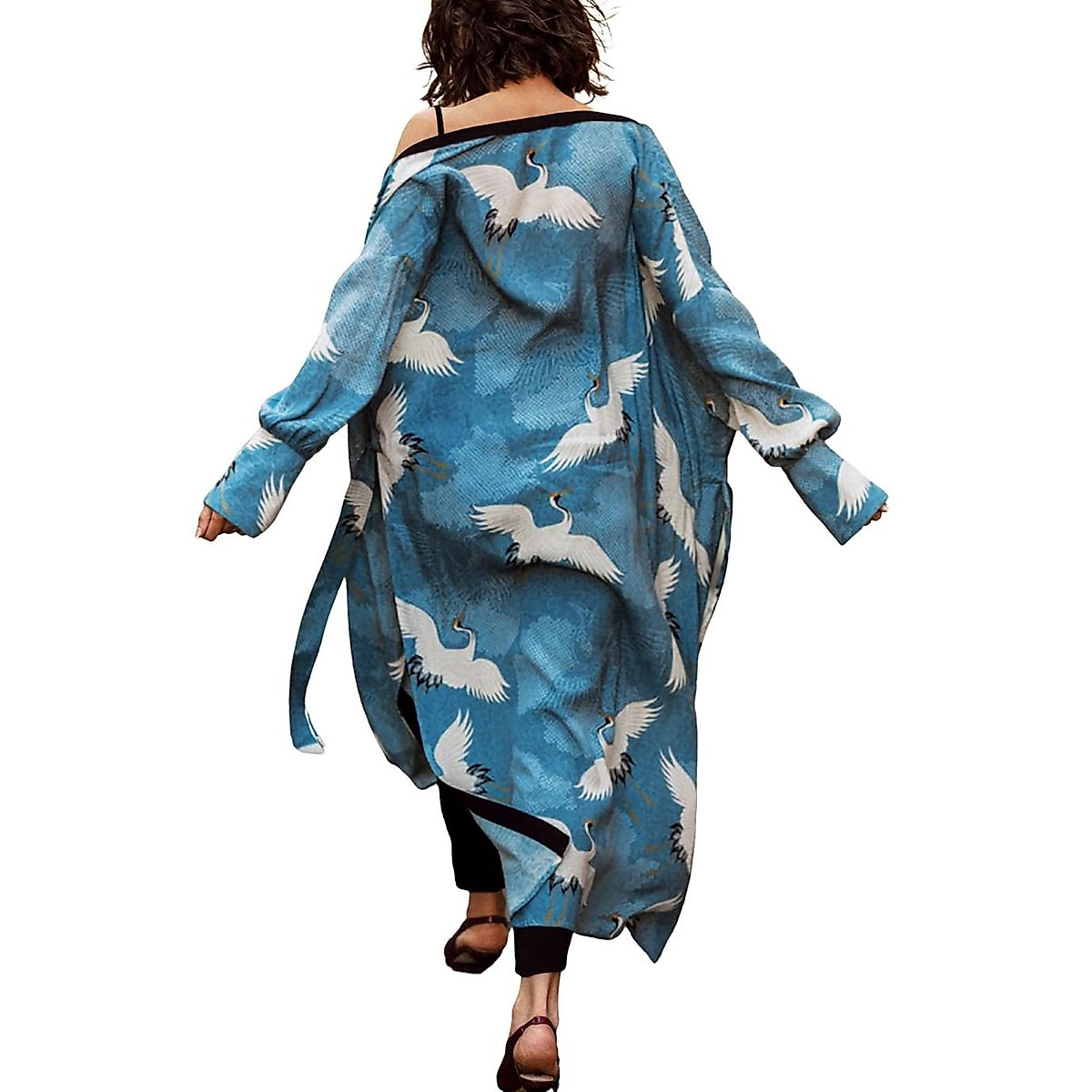 Beach Kimono Cardigans for Women Open Front Swimsuit Cover Up Graphic Print Bathing Suit
