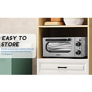 Unichefry Toaster Oven Air Fryer Combo with 4 Accessories, 1800W 15L Countertop Convection Toster Oven Fits 9 Slices or 12" Pizza, Stainless Steel with 4 Functions Including Convection, Bake & Broil