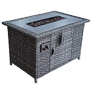 Courtyard Casual Costa Mesa Collection 1 Fire Pit Rectangular Shape, Grey