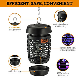 BLACK + DECKER Bug Zapper- Mosquito Repellent and Mosquito Zapper- Fly Traps for Indoors & Outdoors- Gnat & Moth Traps- Bug Catcher & Killer 600 Sqft Coverage Fly Trap for Insects