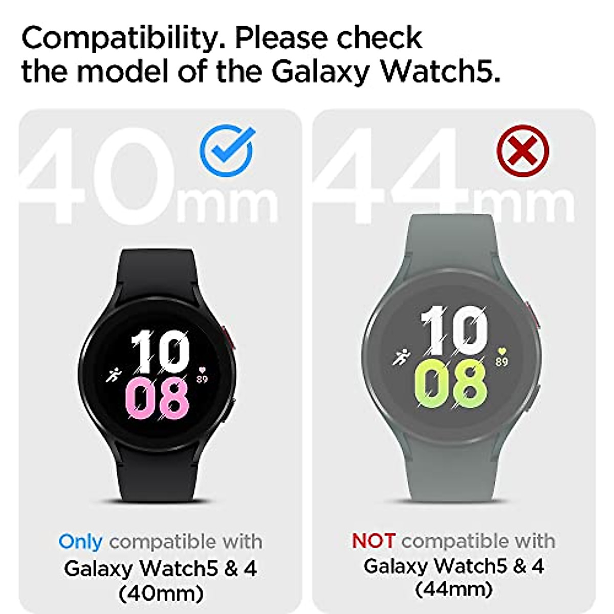 Spigen Liquid Air Armor Designed for Samsung Galaxy Watch 5, Galaxy Watch 4 Case 40mm (2022/2021) - Matte Black