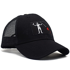 DailyCarry Men's Women's Military Seal Team Blackbeard Jolly Roger Pirate Flag Baseball Cap Snapback Stretchable Hat (Black)