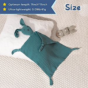 ZIGJOY Bunny Lovey Muslin Cotton Baby Security Blanket Soft Breathable Lovies for Babies Gifts for Newborn Infant Toddler Boys and Girls, Blue