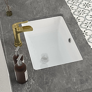 Mocoloo Undermount Bathroom Sink 21 x 15 Inch Rectangle Porcelain White Ceramic Bathroom Sink 8 Inch Deep Basin with Overflow Small Lavatory Vanity Top Under Mounted the Counter