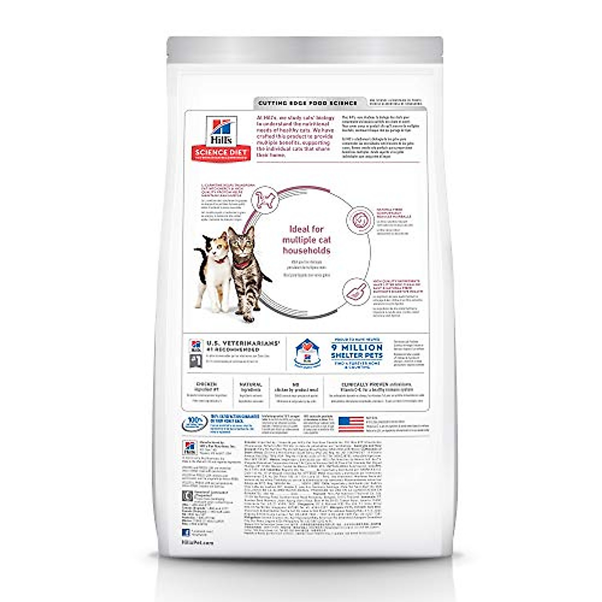 Hill's Science Diet Dry Cat Food, Adult, Multiple Benefit Chicken Recipe, 15.5 lb. Bag