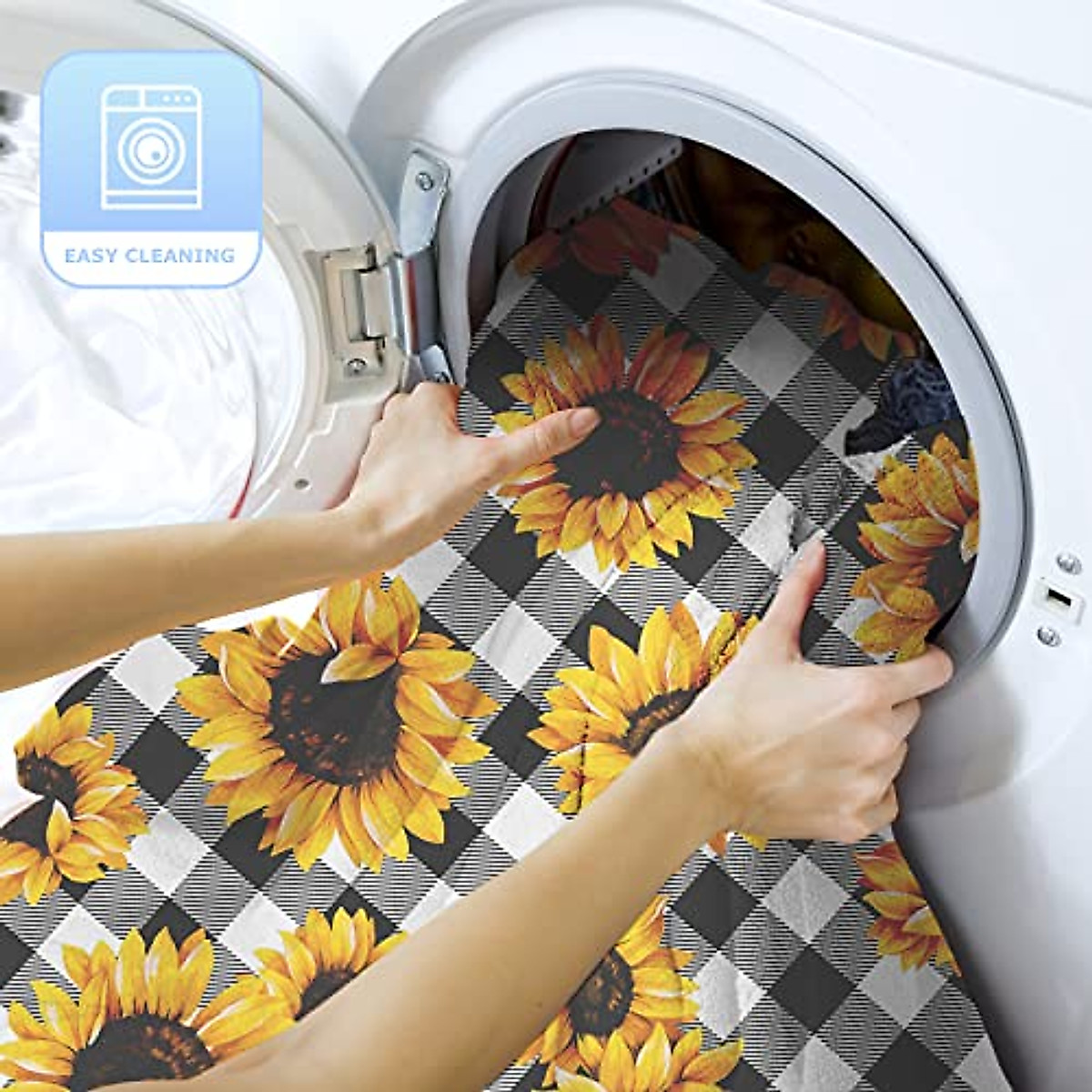 Reunbmq Super Soft Flannel Fleece Throw Blanket, Lightweight Sherpa Blankets Comfortable Bed Throws 3D Printed Blanket for Couch/Chair/Sofa/Bed/Dorm/Bedroom/Home (Sunflower Buffalo Plaid)