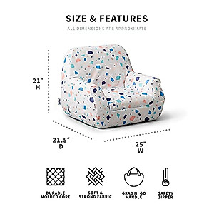 Big Joe Mid Mod Lightweight Molded Structured Chair, Dolce Terrazzo Lenox, Durable Woven Polyester, 2 feet