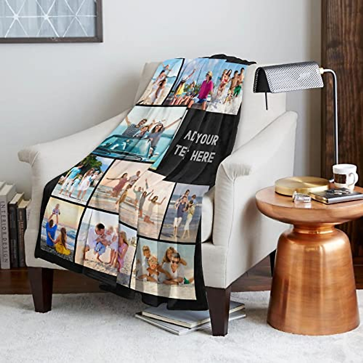 PIROPIZ Custom Blankets with Photos Text Personalized Photo Blankets Customized Throw Blanket for Men Women Birthday Housewarming Gifts