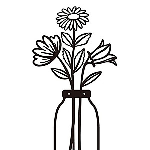 balikha Iron Flowers Ornament Qmetalart Hanging Decorations Vase Statue Figurines Modern Home Bathroom Garden Fence Decor Gift - 406x190x1.8mm