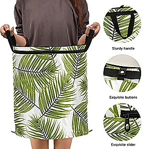 Summer Palm Leaves Pop Up Laundry Hamper with Lid Foldable Storage Basket Collapsible Laundry Bag for Camping Hotel Dormitory