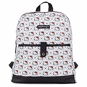 Fast Forward Hello Kitty Allover Leather Backpack - Girls, Boys, Teens, Adults - Officially Licensed Hello Kitty Faux Leather 14 Inch Backpack (White)