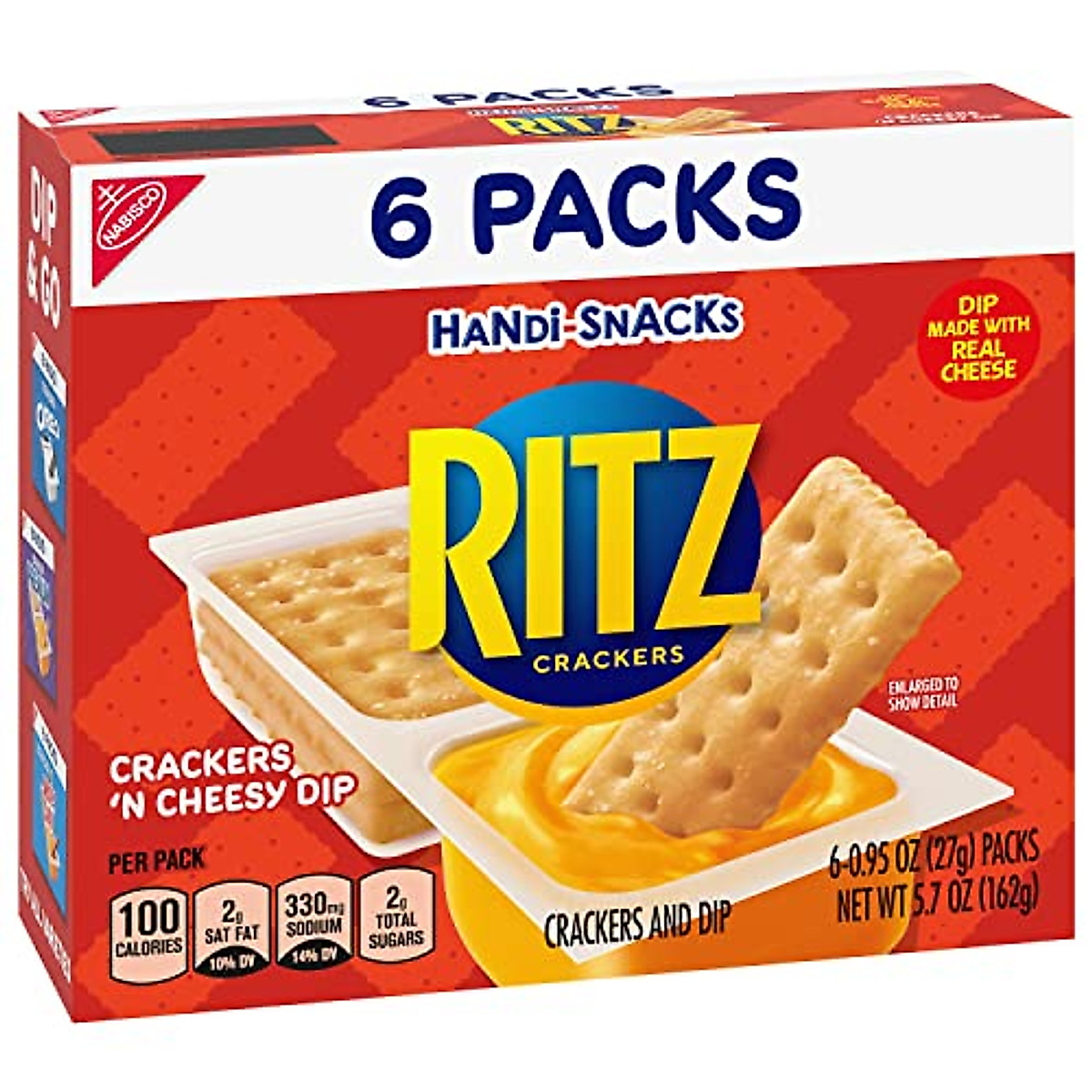 Handi-Snacks RITZ Crackers 'N Cheesy Dip Snack Packs, 12 Boxes of 6 Snack Packs (72 Total Packs)