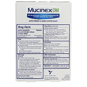 Mucinex DM 12-Hour Expectorant and Cough Suppressant Tablets, 20 Count (Pack of 6)