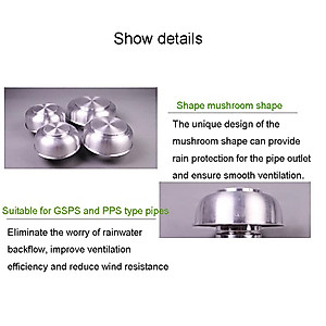 ATEYC Chimney Pot, 1Pcs 4-8 Inch Aluminum Mushroom Cowl for Air Roof Vent Heat Recovery Ventilation System Windproof Rainproof (Size : 8 Inch)