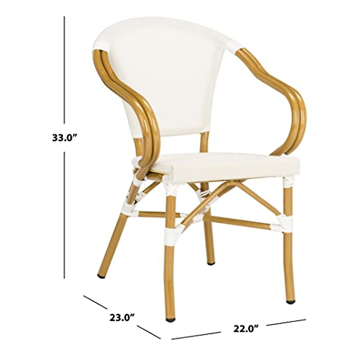 Safavieh PAT4003B-SET2 Outdoor Collection Karine Beige Stacking Arm Chair