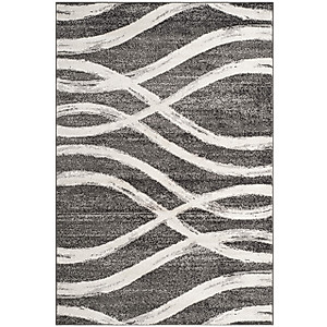 SAFAVIEH Adirondack Collection Area Rug - 6' x 9', Charcoal & Ivory, Modern Wave Distressed Design, Non-Shedding & Easy Care, Ideal for High Traffic Areas in Living Room, Bedroom (ADR125R)