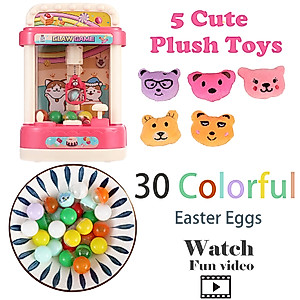 GcFoir Arcade Claw Machine Candy Crane Game Toy for Kids with Prizes Set - 50 Mini Toys Refill Prizes for Birthday (Pink)