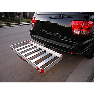 MaxxHaul 70422 48" x 21" Hitch Mount Compact Aluminum Cargo Carrier - 500-lb Load Capacity