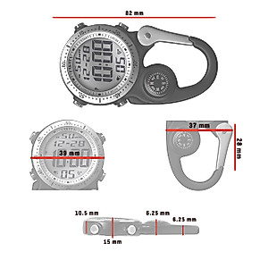 Dakota Digital Backpacker Clip Watch, Alarm, Stopwatch, Timer and Dual Time, Outdoor Gifts for Men and Women, Tactical Digital Watch