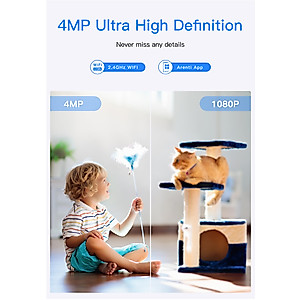 ARENTI 4MP WiFi Security Camera Indoor, 3PCS Pet Dog Camera with Phone App, Plug-in Baby Home Puppy Cam, 2.4GHz, Motion Sound Detection, Night Vision, Two-Way Talk, Alexa and Google Compatible