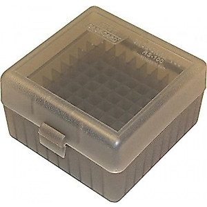 MTM 100 Round Flip-Top Rifle Ammo Box, Medium, Clear Smoke