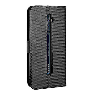 Elubugod Case for Oppo Reno2 Z Leather Case Cover,Case for Oppo Reno2 F Leather Case Cover,Case for Oppo Reno 2Z CPH1945 CPH1951 PCKM80 / Reno 2F CPH1989 Case PU Leather flip Cover Black