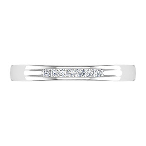 FINEROCK 1/10 Carat Channel Set Diamond Wedding Anniversary Ring in 14K White Gold (Ring Size 9.25) (I1-I2 Clarity)