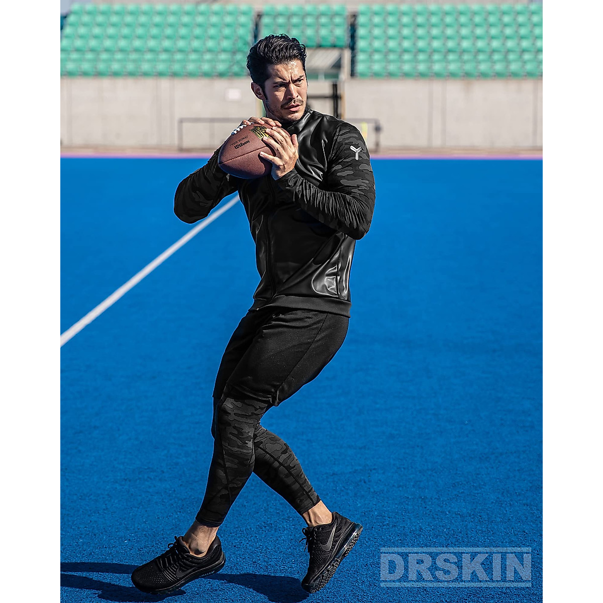 DRSKIN Men’s Compression Pants Tights Leggings Sports Baselayer Running Athletic Workout Active (DMBB04, L) Black