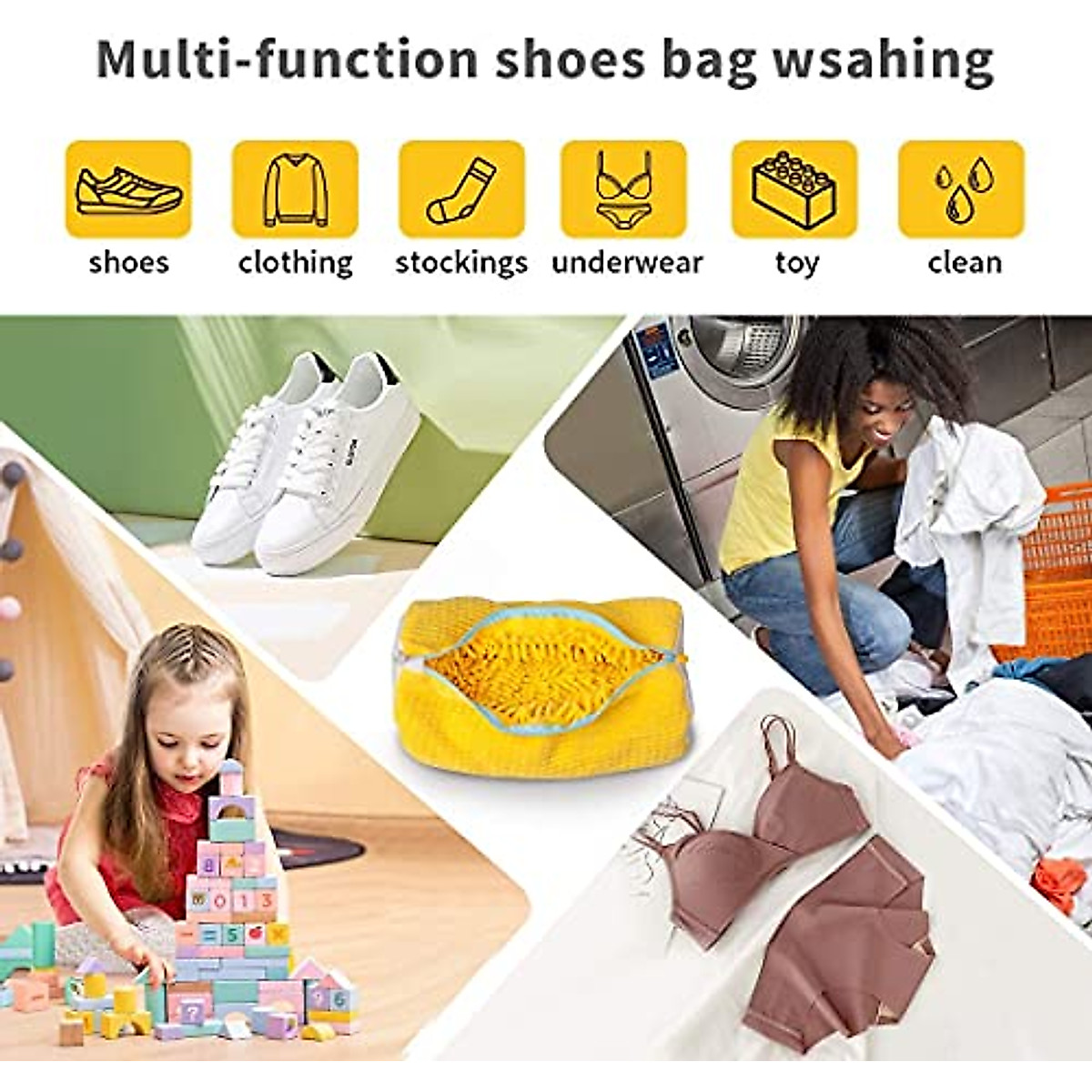 Shoes Laundry Bag Shoe Wash Bag For Washing Machine With Premium Zipper Durable Laundry Bag For Shoes -Sneaker Shoe Cleaner Kit Include Pair of Adjustable Shoe Trees Perfect For Canvas/Sneak