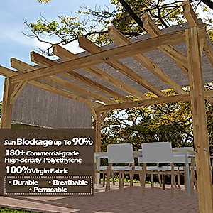 Alion Home Outdoor Pergola Sun Shade Cover Cloth Patio Canopy HDPE Permeable with Grommets (10' x 14', Brown)