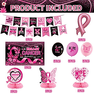 Breast Cancer Awareness Decorations,Breast Cancer Awareness Banner,Breast Cancer Awareness backdrop,Breast Cancer Awareness Balloons Honeycomb Centerpieces,Breast Cancer Awareness Supplies Decorations for Women Charity Activities