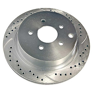 GREENLIGHTFOREST 2pcs Disc Brake Rotor Set Rear Side Silver Zinc Plated Performance Drilled and Slotted PR41350DSZPR