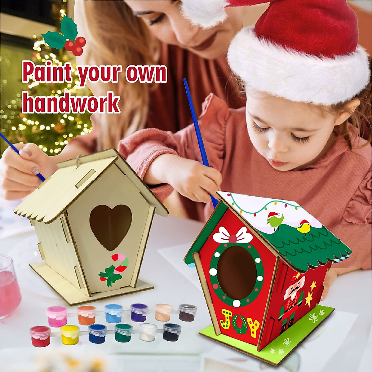 Craft Spot! Bird House Kit for Kids, Christmas Bird House Sets to Build, DIY Wooden Birdhouse for Outdoor, Kids Crafts Wood Arts and Crafts for Kids Ages 3+