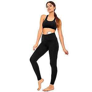 DEAR SPARKLE Fold Over Yoga Pants for Women Cotton Leggings Foldover High Waist Leggings Plus Size (C6 F) (Black, Medium)